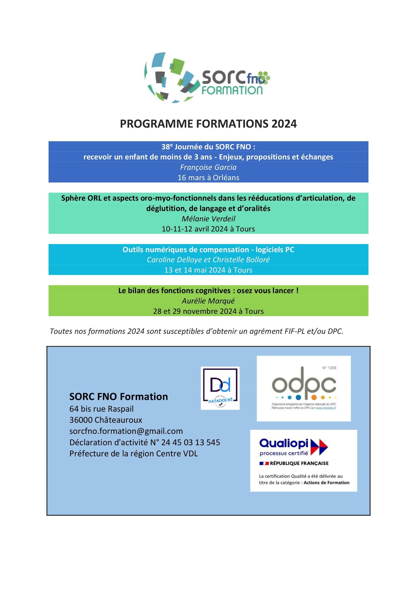 PROGRAMME DE FORMATIONS SORC VDL 2024 – SORC-VDL